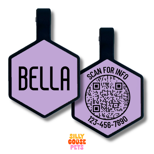 QR Code Silicone Pet ID Tag | Silent Engraved Custom Dog Tag ...